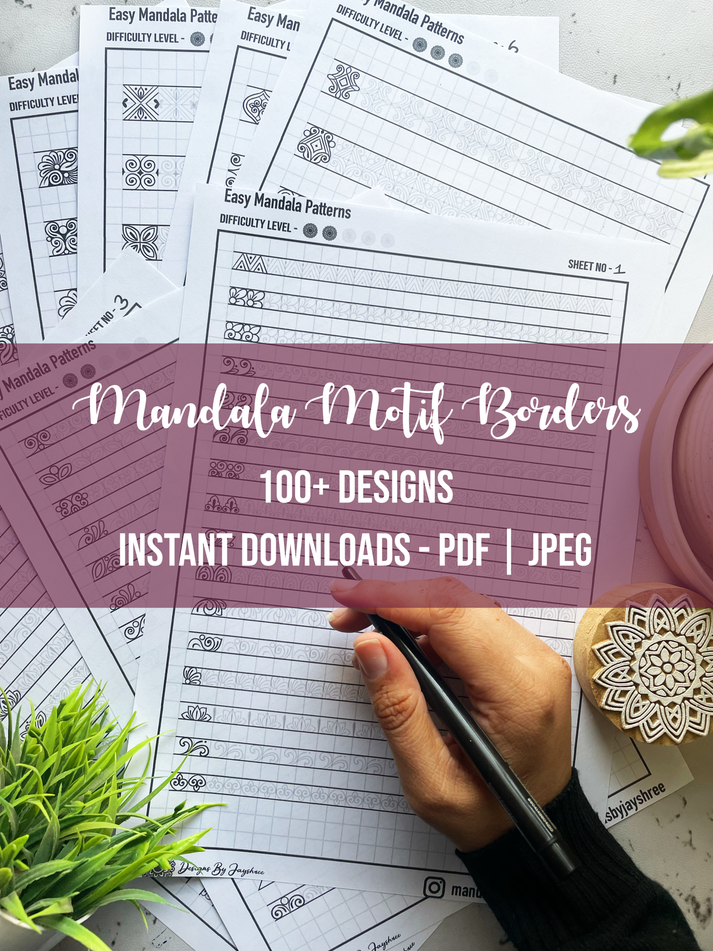 Mandala Pattern Sheets-100+ Mandala Motif Borders for beginners & arti ...