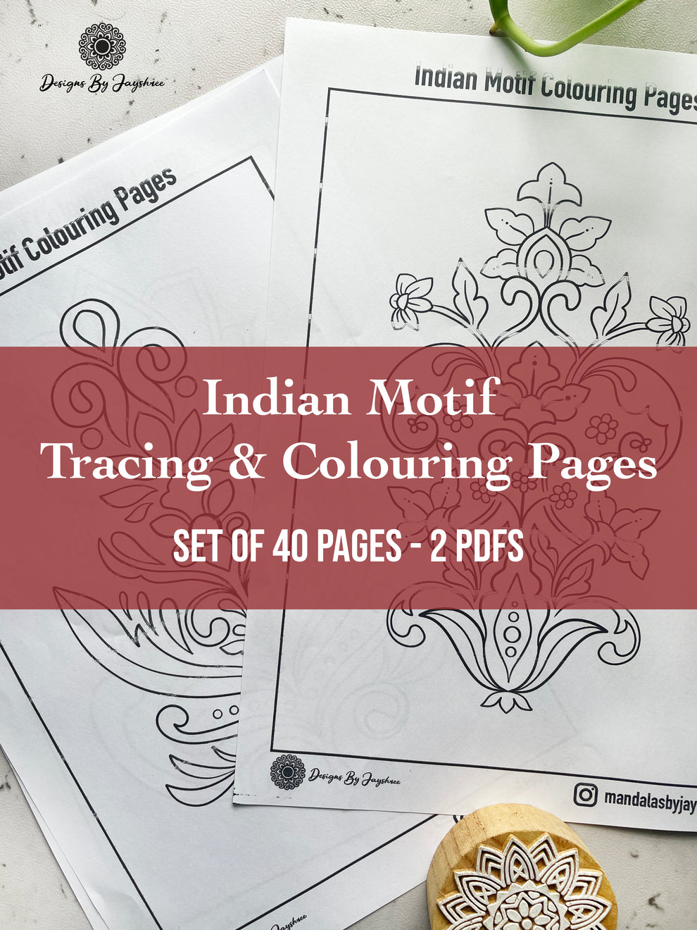 Indian Motif Colouring & Tracing Pages - Set of 42 pages - 2 PDF ...